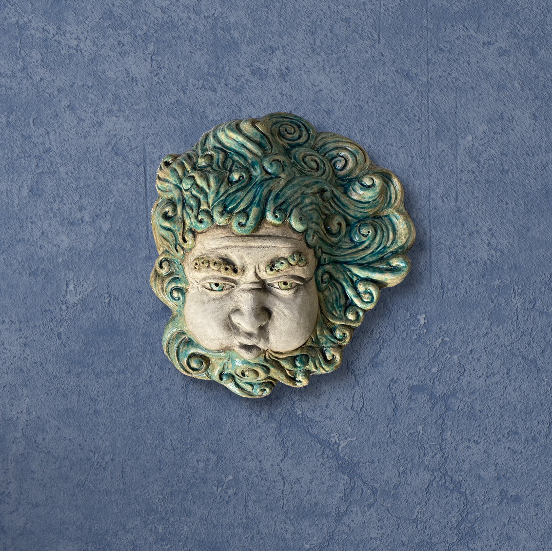 Aeolus, God of the Winds, Painted Sculpture in Ceramic – Ithaca Art